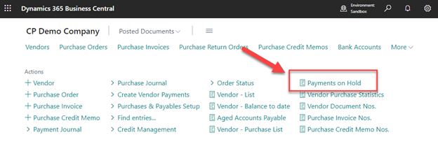 Where is the “Payments On Hold” report in Business Central? - Sharing ...